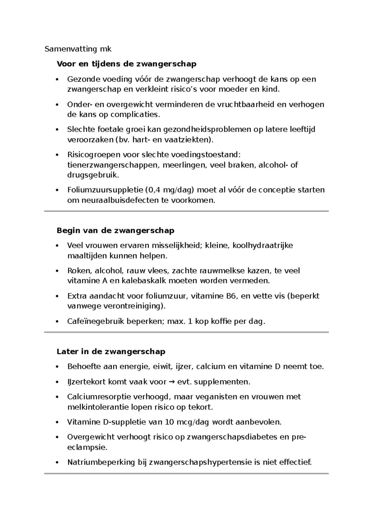 Samenvatting Voeding Tijdens en Na de Zwangerschap: Essentiële ...