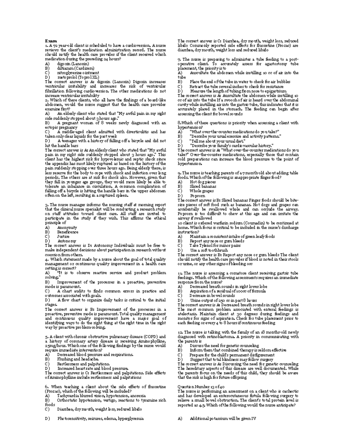NLE 2014 Practice Test: Comprehensive Review for Nursing Exam 1 - Studocu