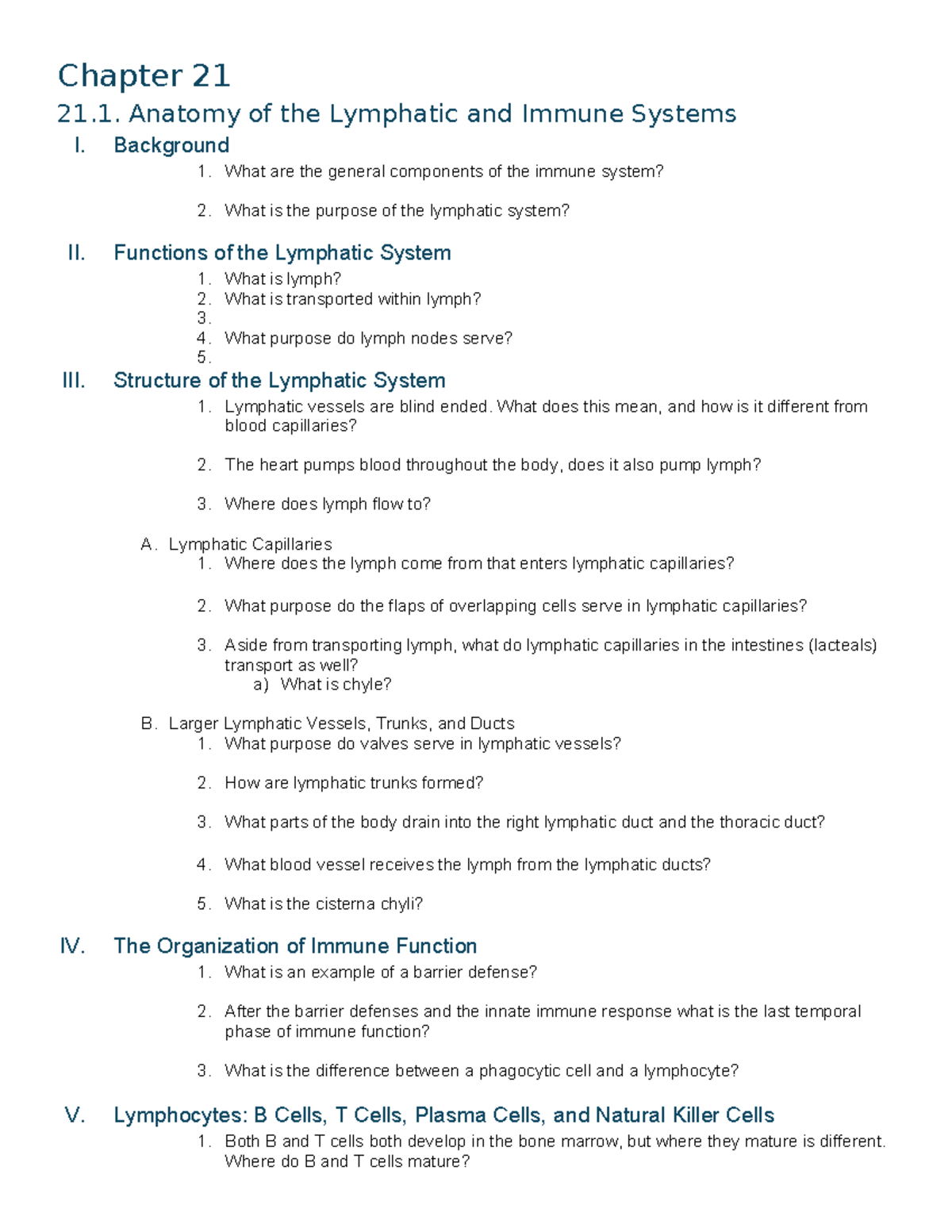 Lymphatic and immune systems: Chapter 21 overview and key concepts - Studocu