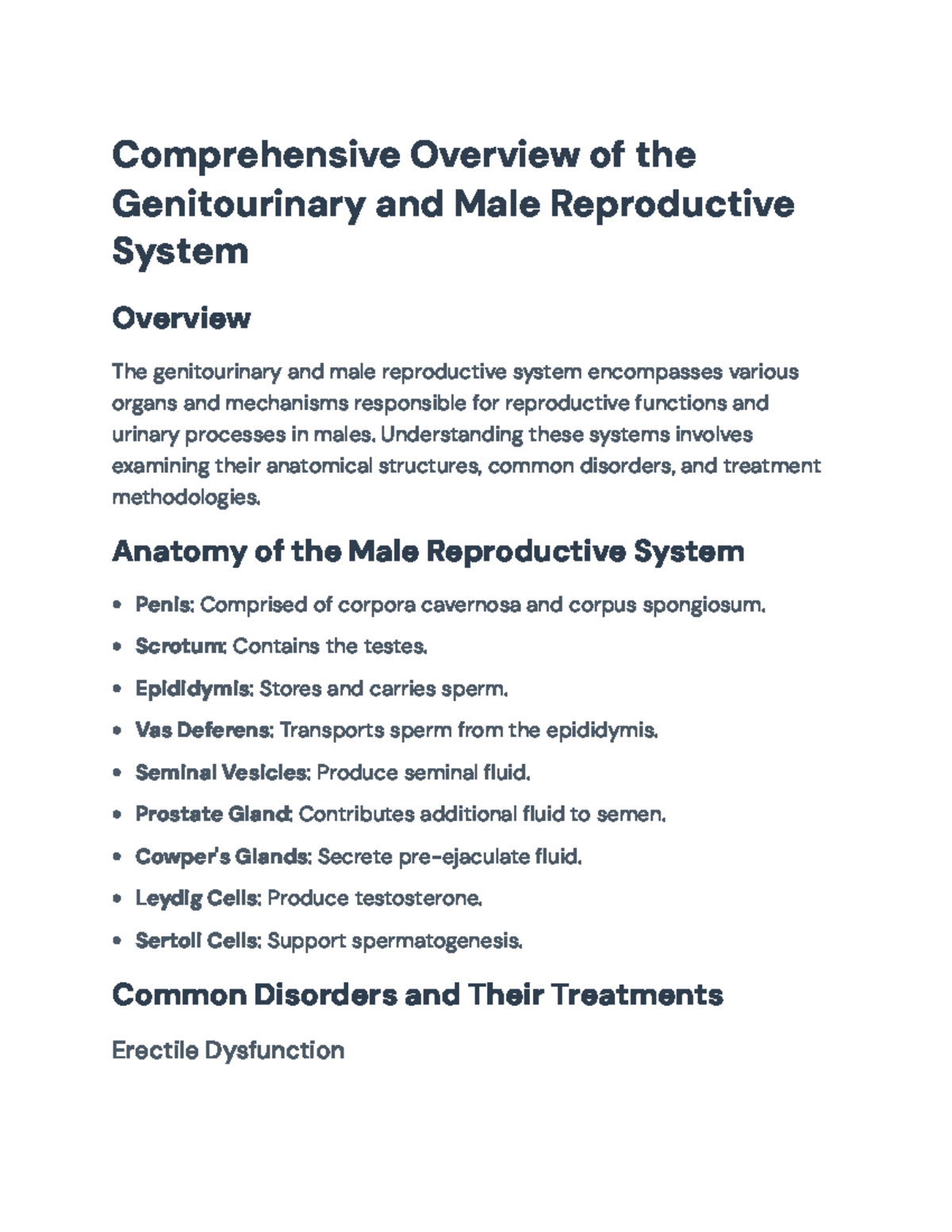 Comprehensive Overview of the Genitourinary and Male Reproductive ...