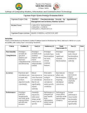 Skill Test Grading Rubric - Republic of the Philippines Isabela State ...