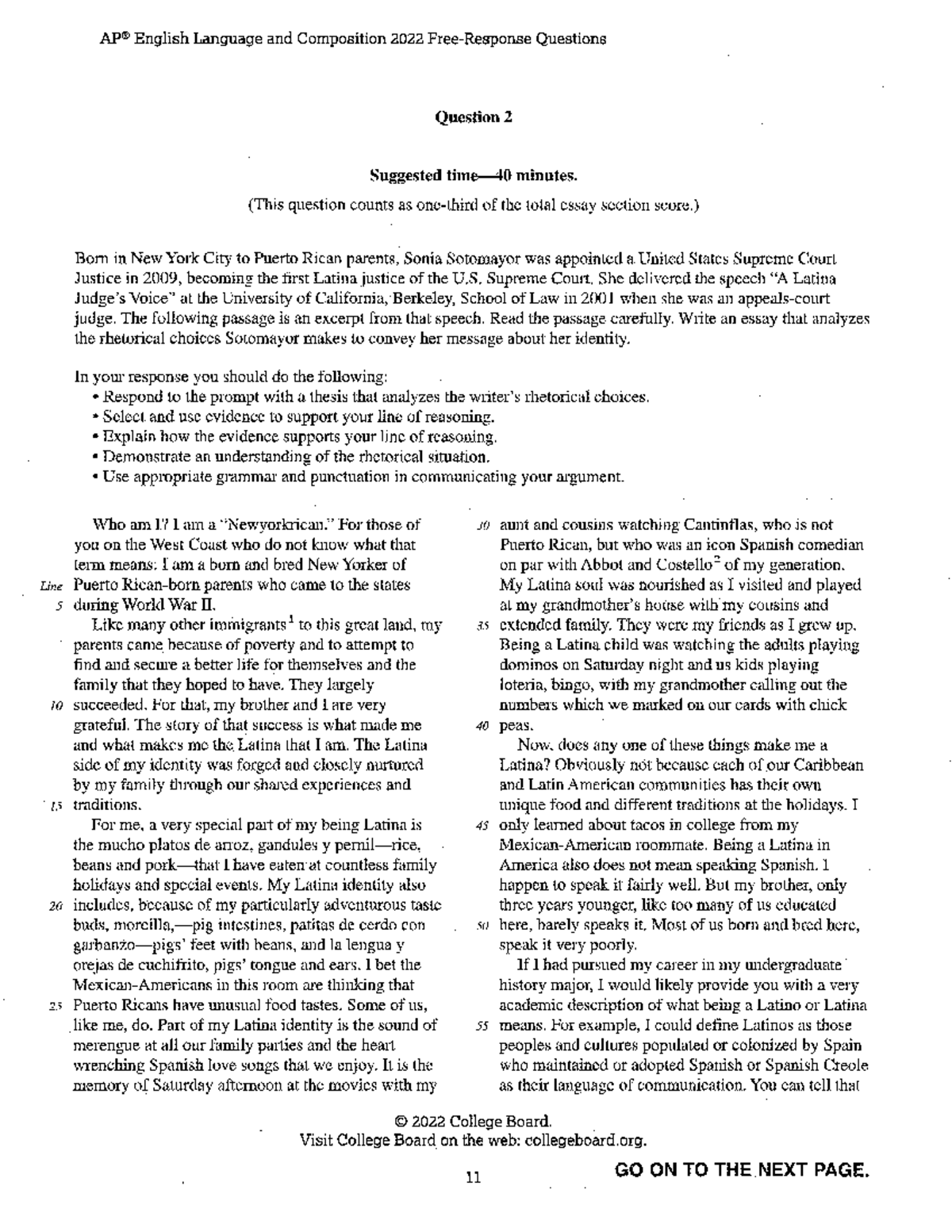 Sotomayor FRQ Analysis: Rhetorical Choices in Latina Identity - Studocu