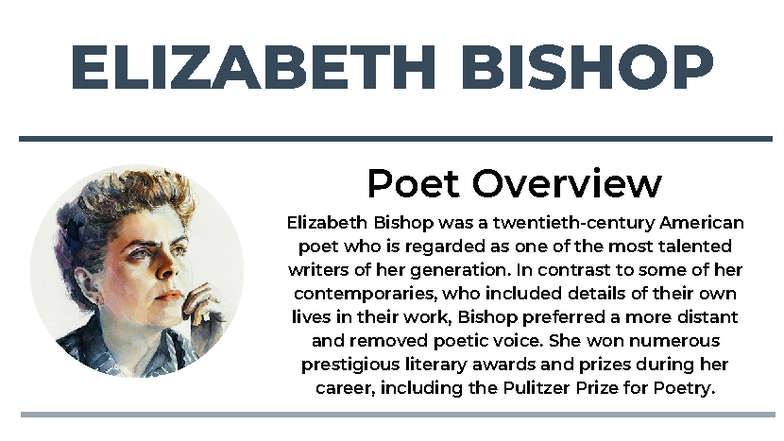 Elizabeth Bishop: A Comprehensive Poet Guide (ENG 101) - Studocu