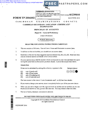 CSEC POB Paper 1 2021 - past csec questions - CANDIDATE PLEASE NOTE ...