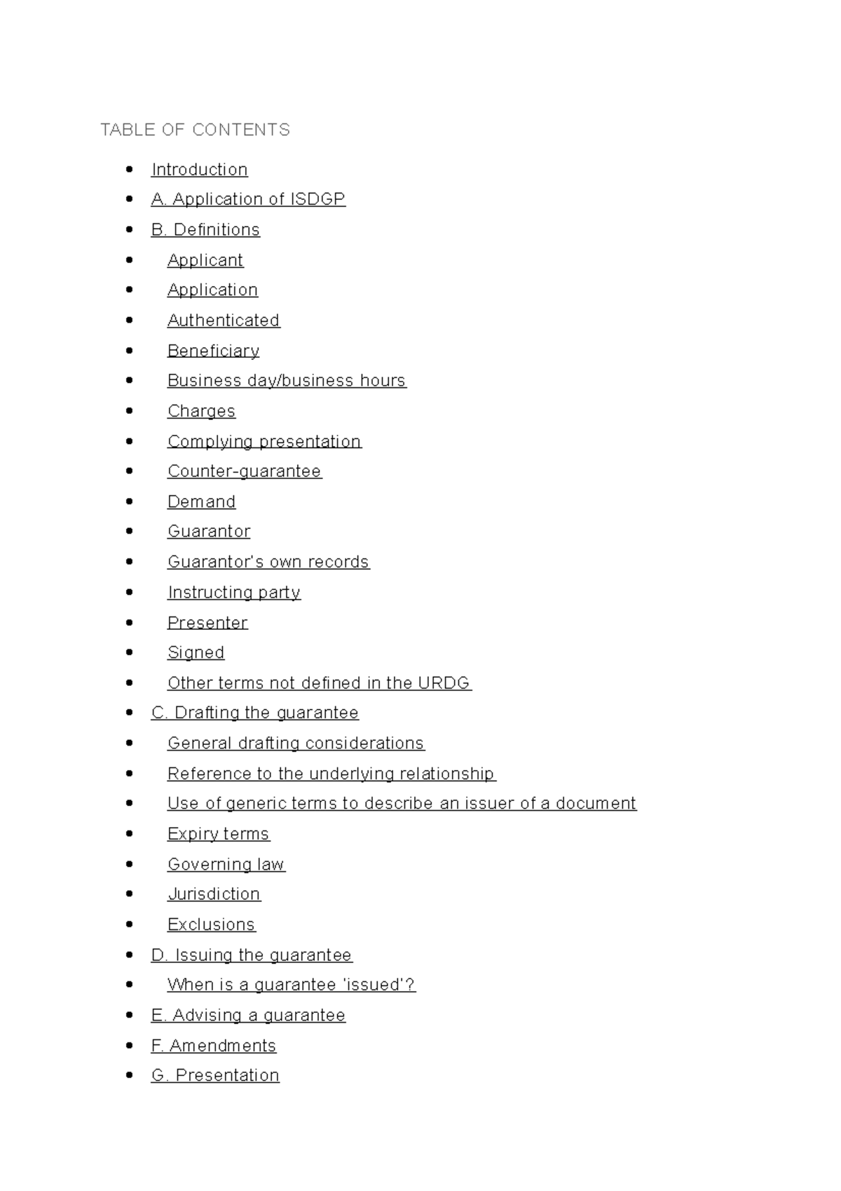 ( Isdgp) - International Standard Demand Guarantee Practice for URDG ...