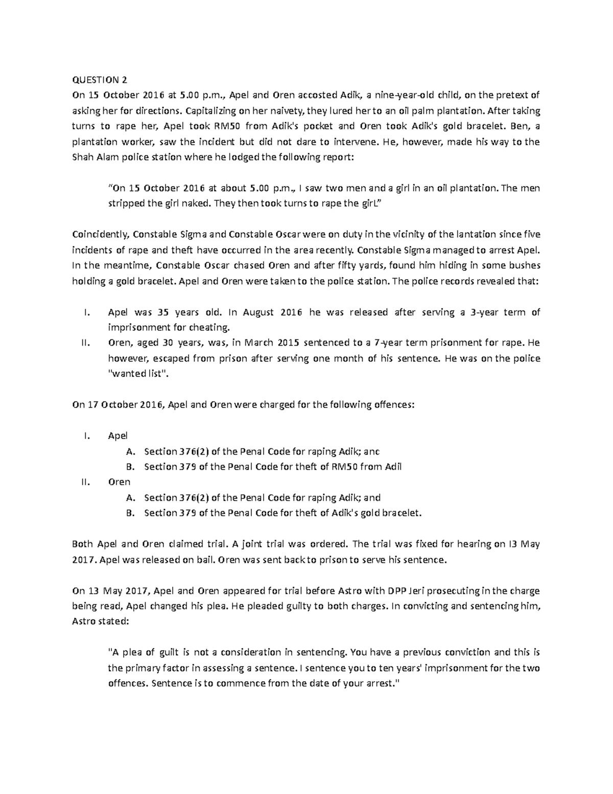 LAW611 Tutorial Week 2: Sentencing Principles & Case Analysis - Studocu