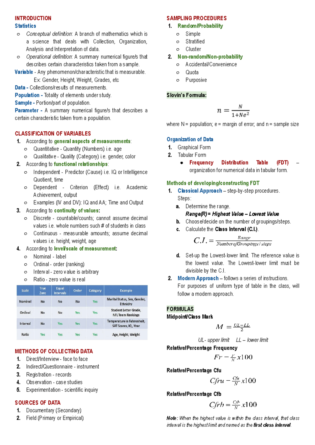 STAT 012 Final Exam Reviewer: Engineering Data Analysis Techniques ...
