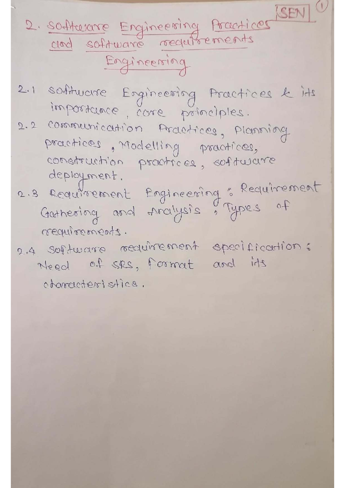 SEN Chapter 2: Software Engineering Practices & Requirements - Studocu