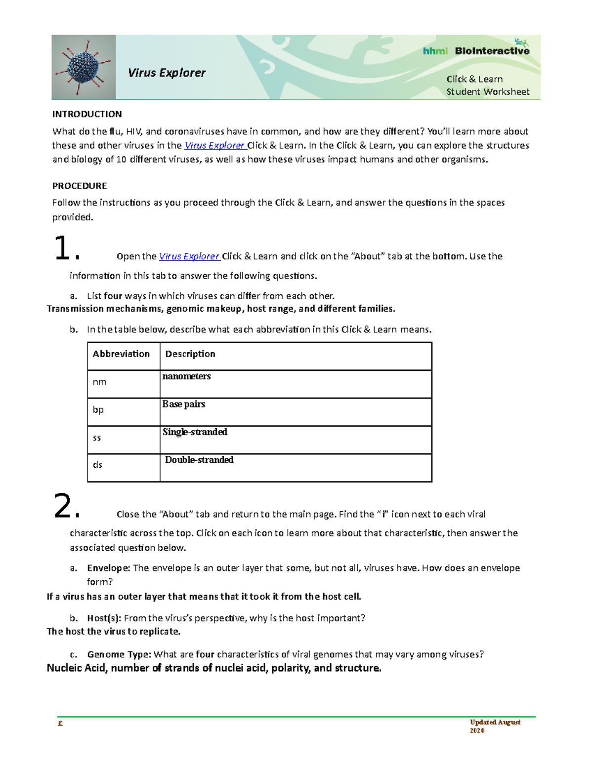 Virus Explorer WS-CL: Understanding Viral Structures & Differences ...