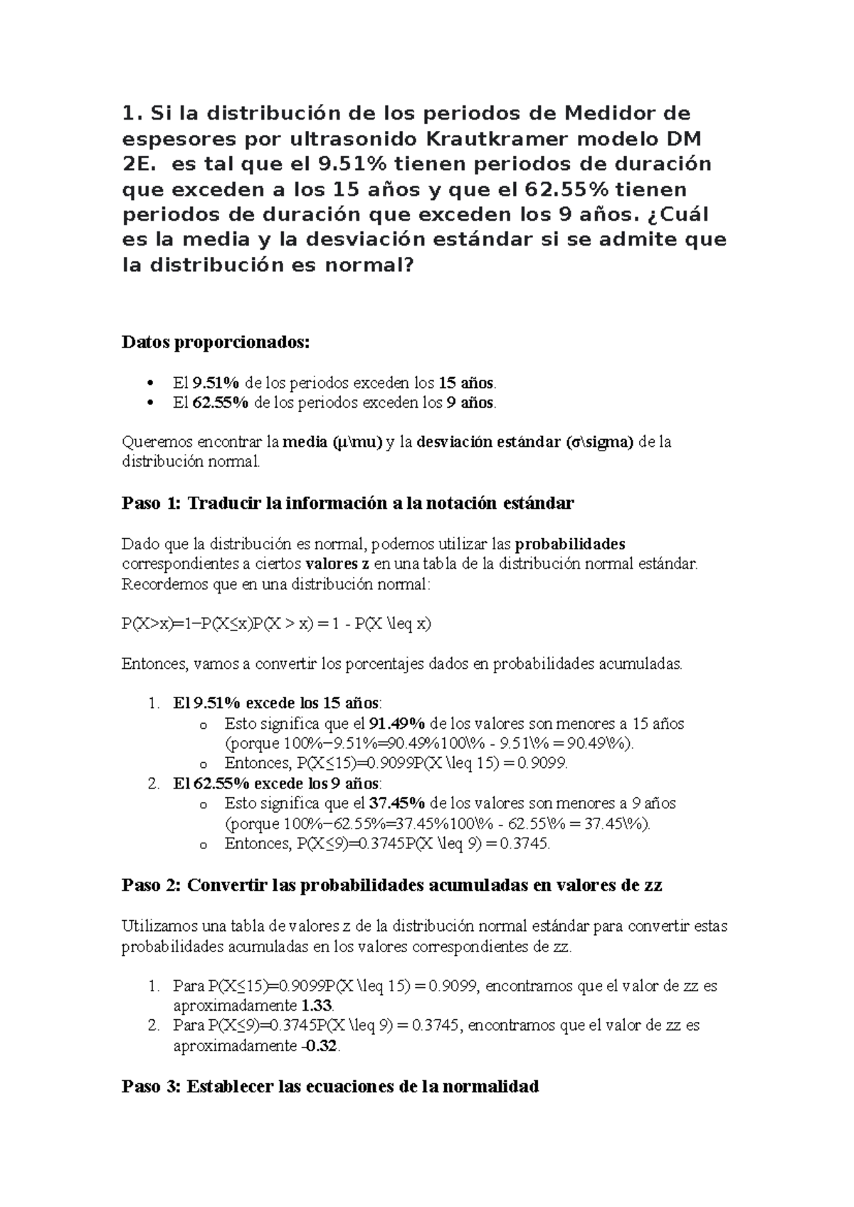 Evaluación 3 de Estadística: Distribución Normal y Cálculo de Media ...