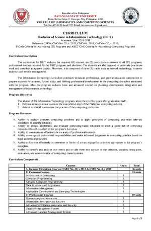Bachelor of Science in Computer Engineering Curriculum Overview (BSCpE ...