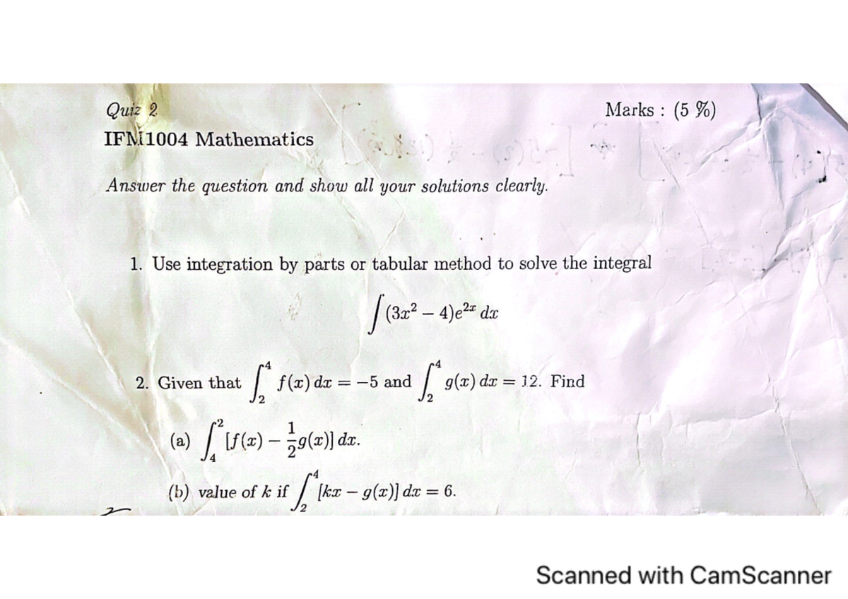 Math quiz 2 - **Unlock Your A+ with This Past Year Paper!** Want to ...