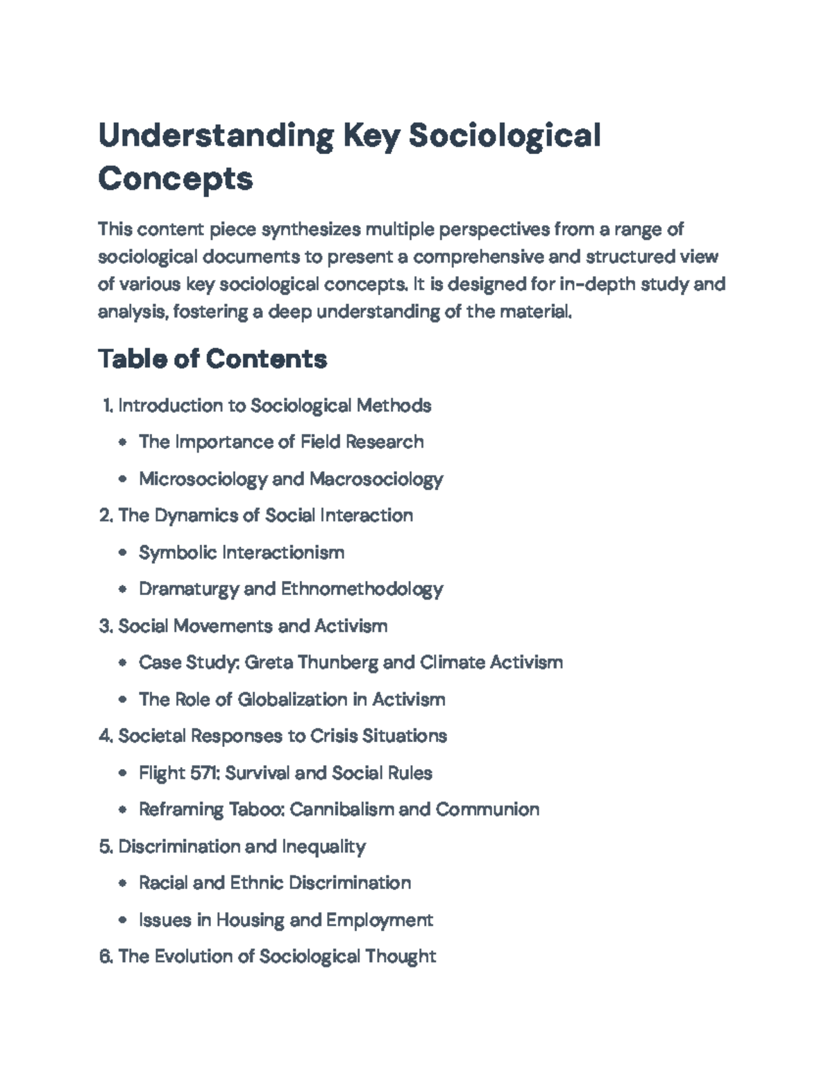 Sociological Concepts Overview: Methods, Theories, and Issues ...