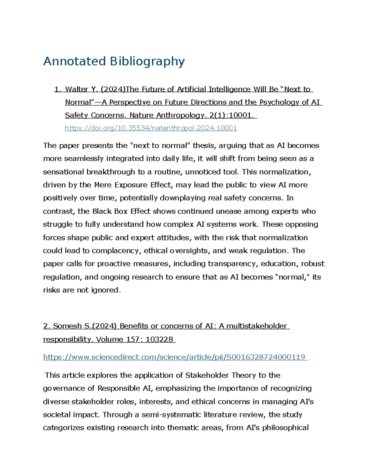 Annotated Bibliography: AI Perspectives and Ethical Considerations - Studocu