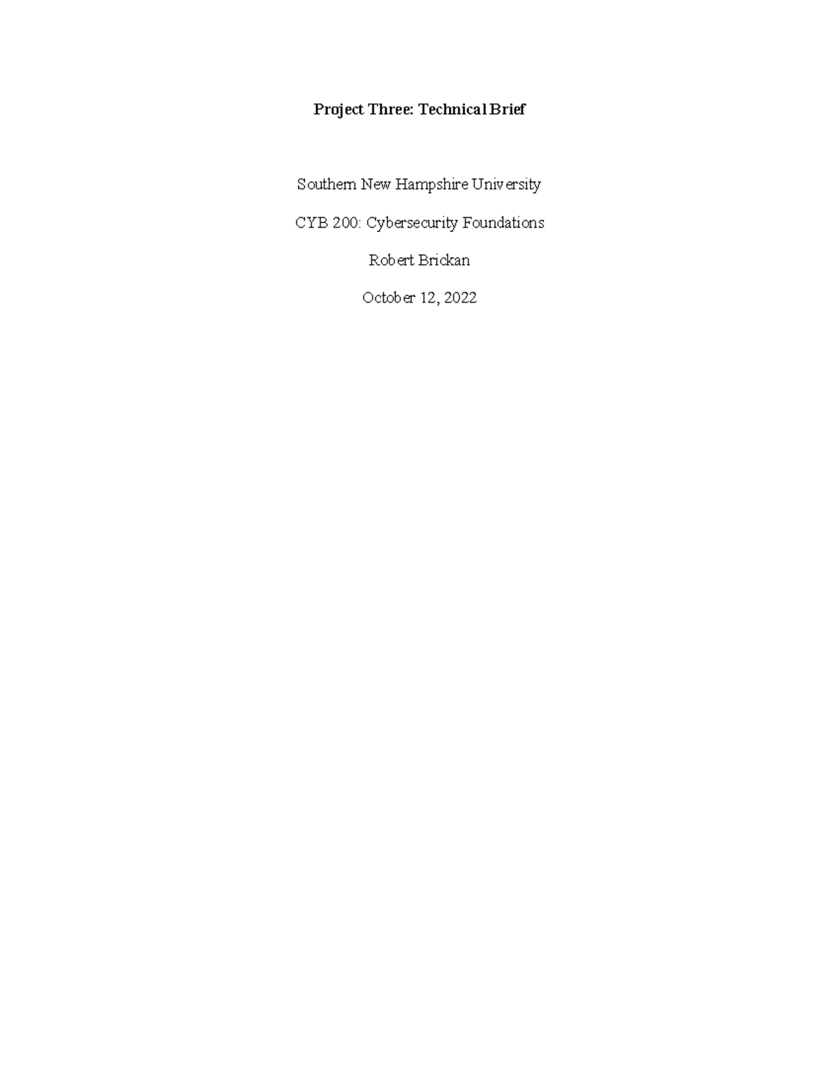 CYB 200 Project Three: Technical Brief on Adversarial Detection Plan ...