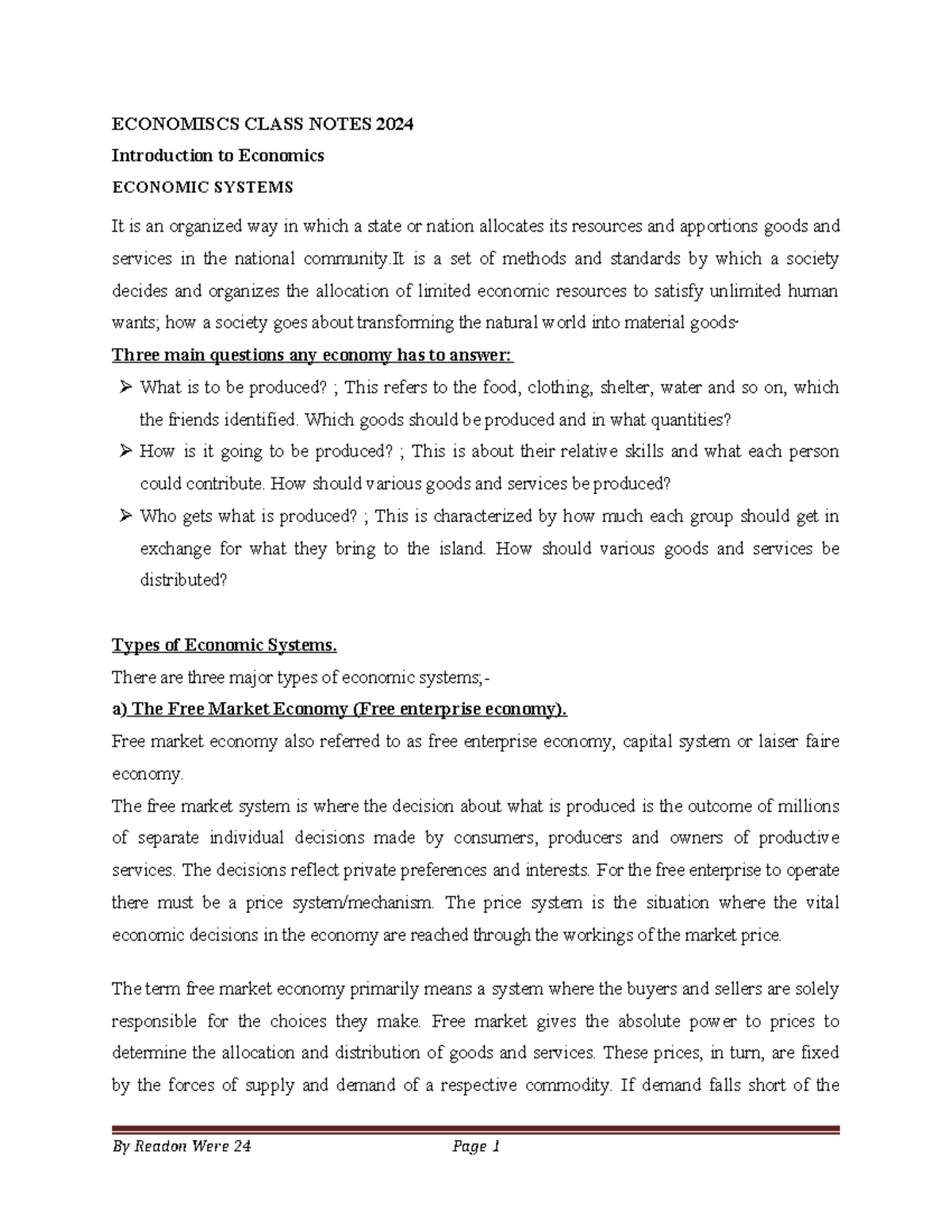 ECON 101 Final Exam Notes: Understanding Economic Systems - Studocu