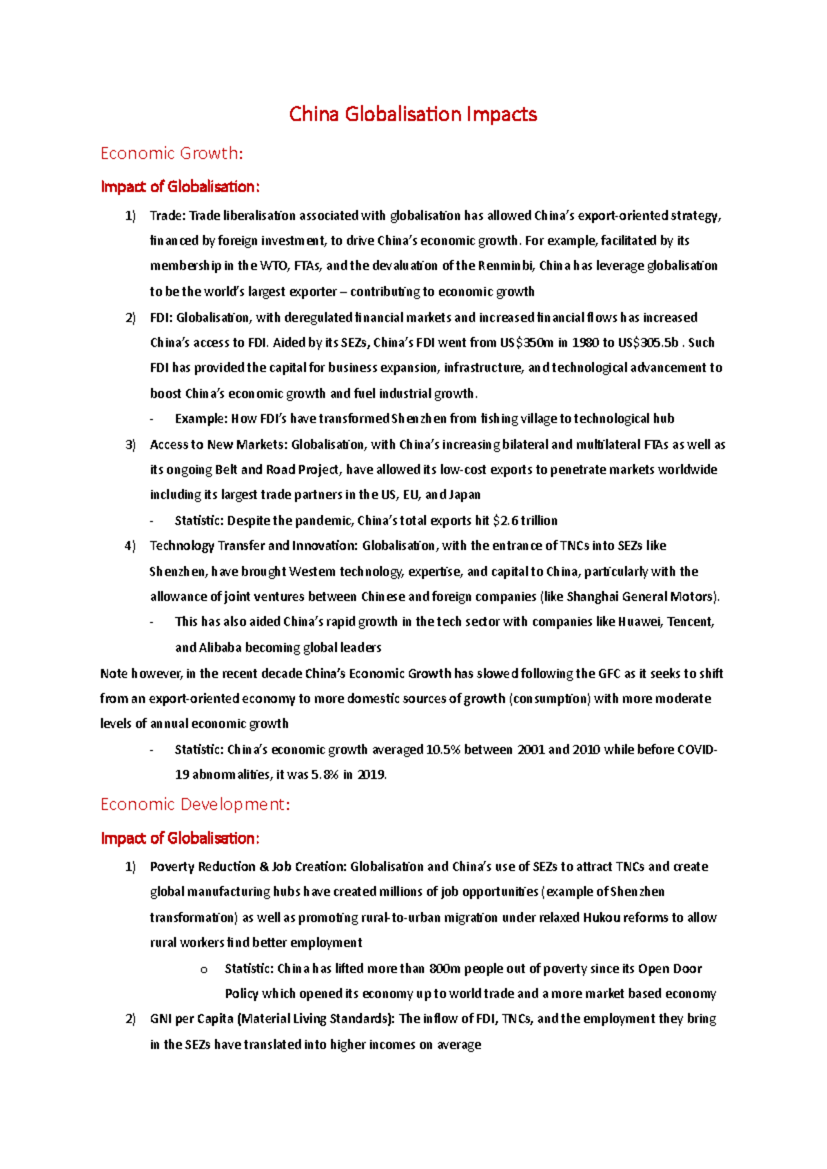 ECO2001 Globalisation Effects on China's Economic Development ...