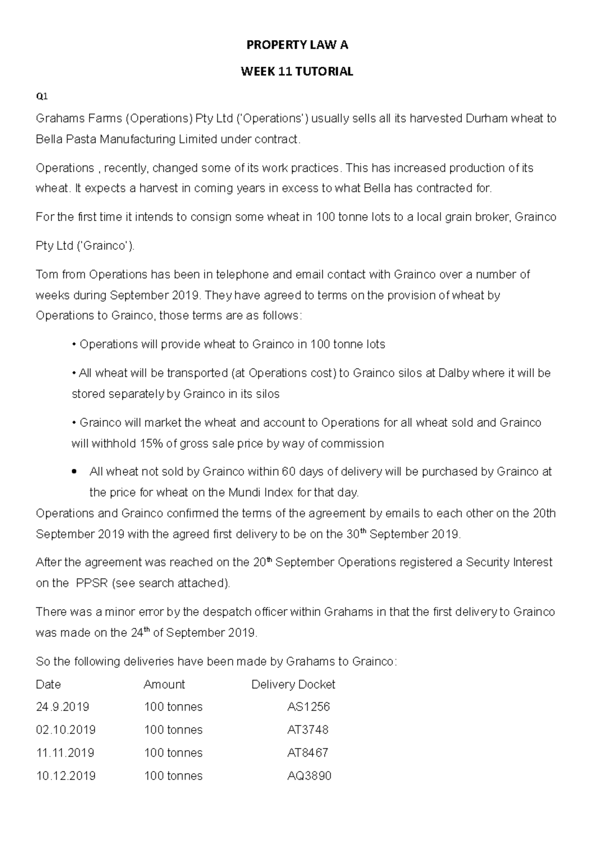 Property LAW A - Tutorial #10 - Week 11- 221 - PROPERTY LAW A WEEK 11 ...