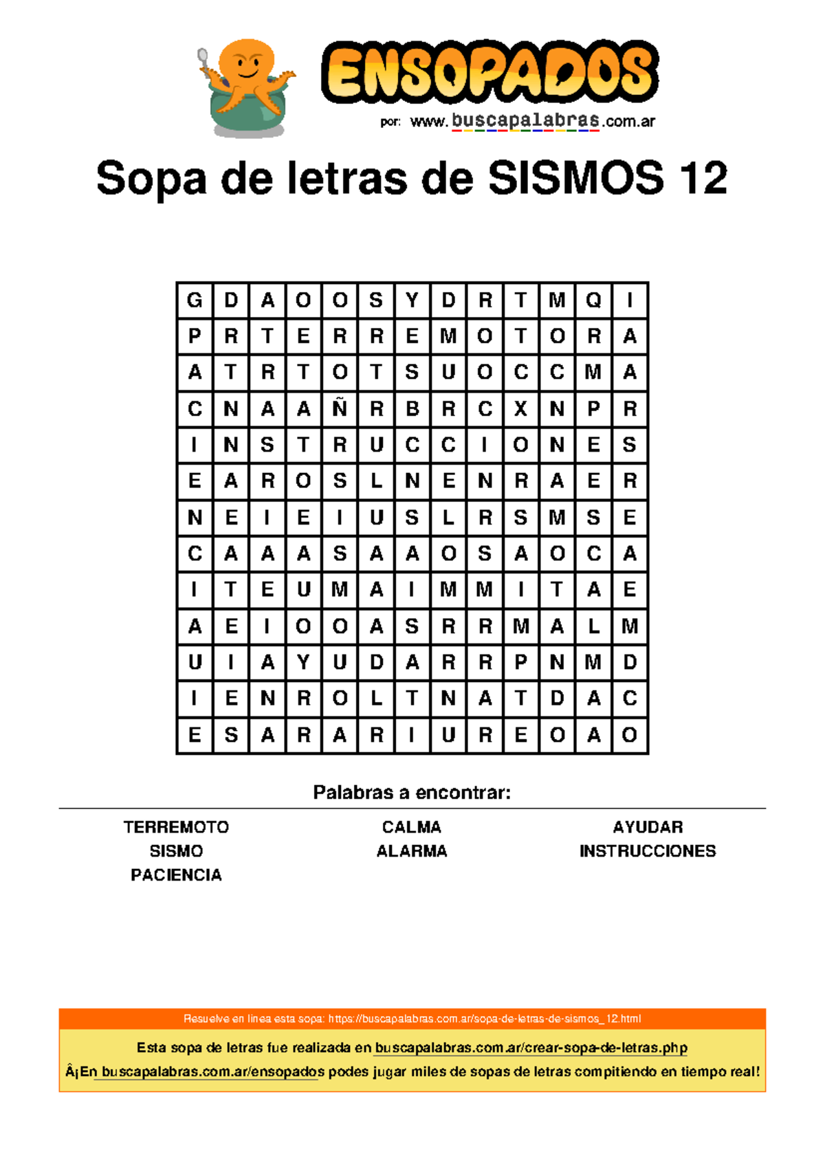 Sopa-de-letras-de-sismos 12 - Sopa de letras de SISMOS 12 G D A O O S Y ...