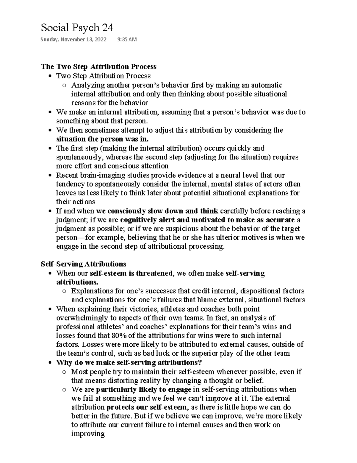 Social Psych 24: Understanding the Two Step Attribution Process - Studocu