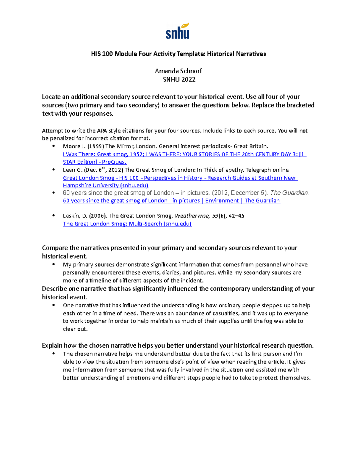 HIS 100 Module Four Historical Narratives Activity Guide - Studocu