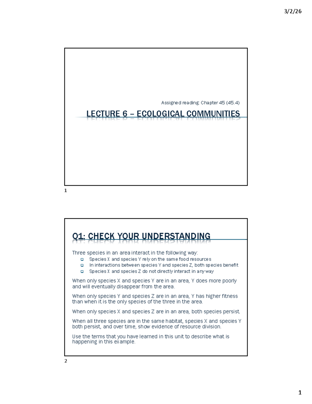 M3 LECTURE 6: ECOLOGICAL COMMUNITIES AND BIODIVERSITY INSIGHTS - Studocu