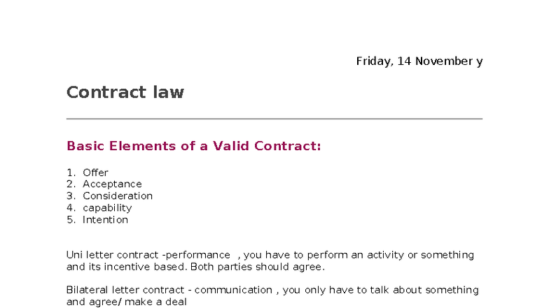 Contract Law Basics: Valid Contracts, Offers, and Acceptance (CL101 ...