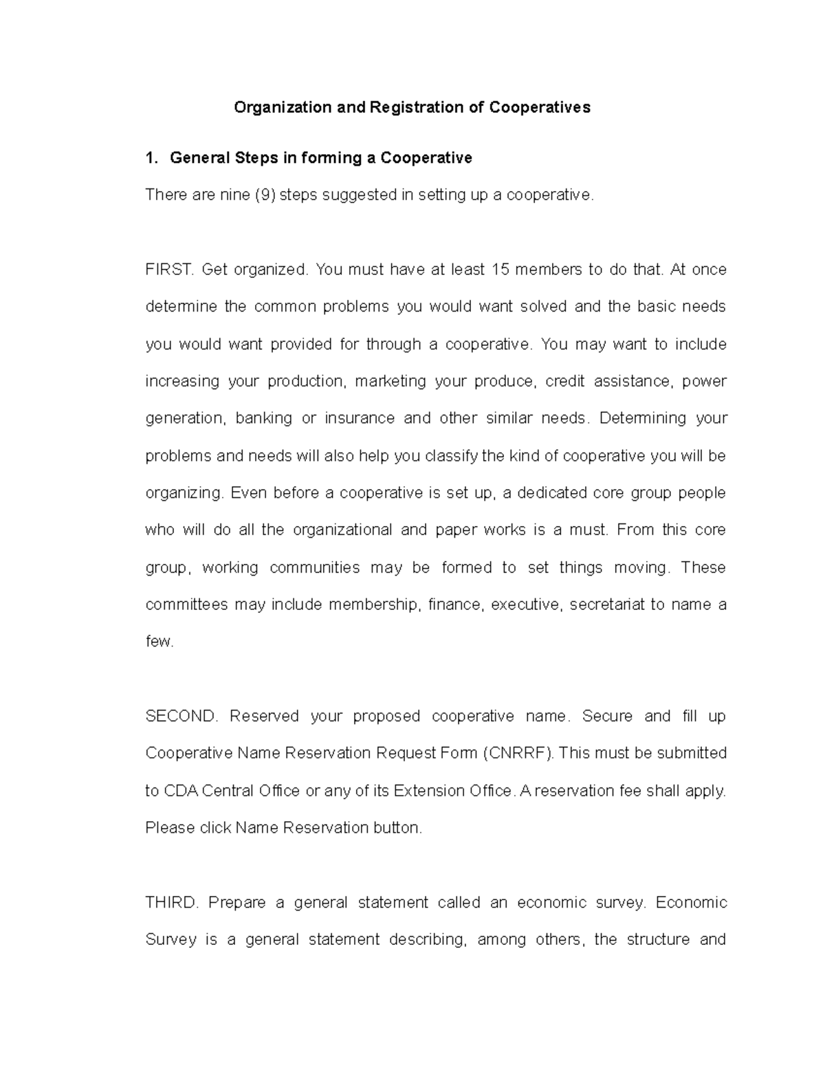Organization and Registration of Cooperatives: Key Steps and Guidelines ...