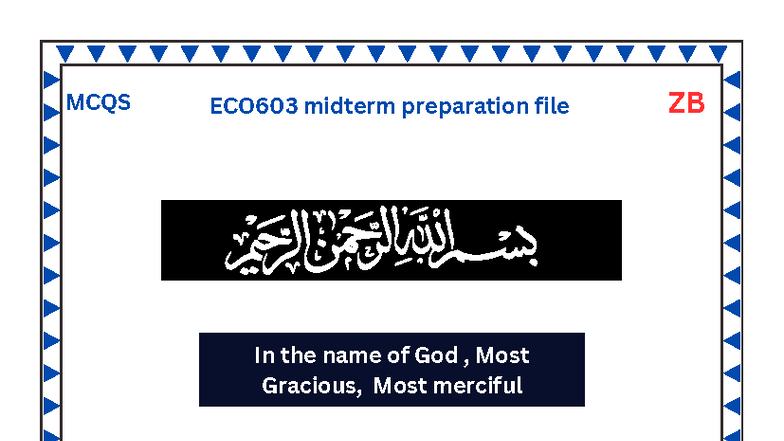 ECO603 Midterm MCQs Study Guide by ZB - Studocu