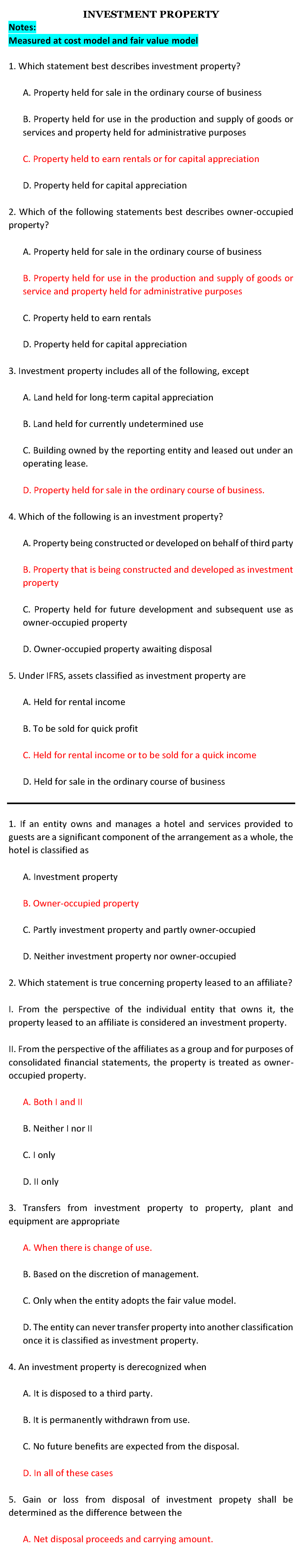 INTACC 101: Investment Property and Related Theories - Q&A Guide - Studocu