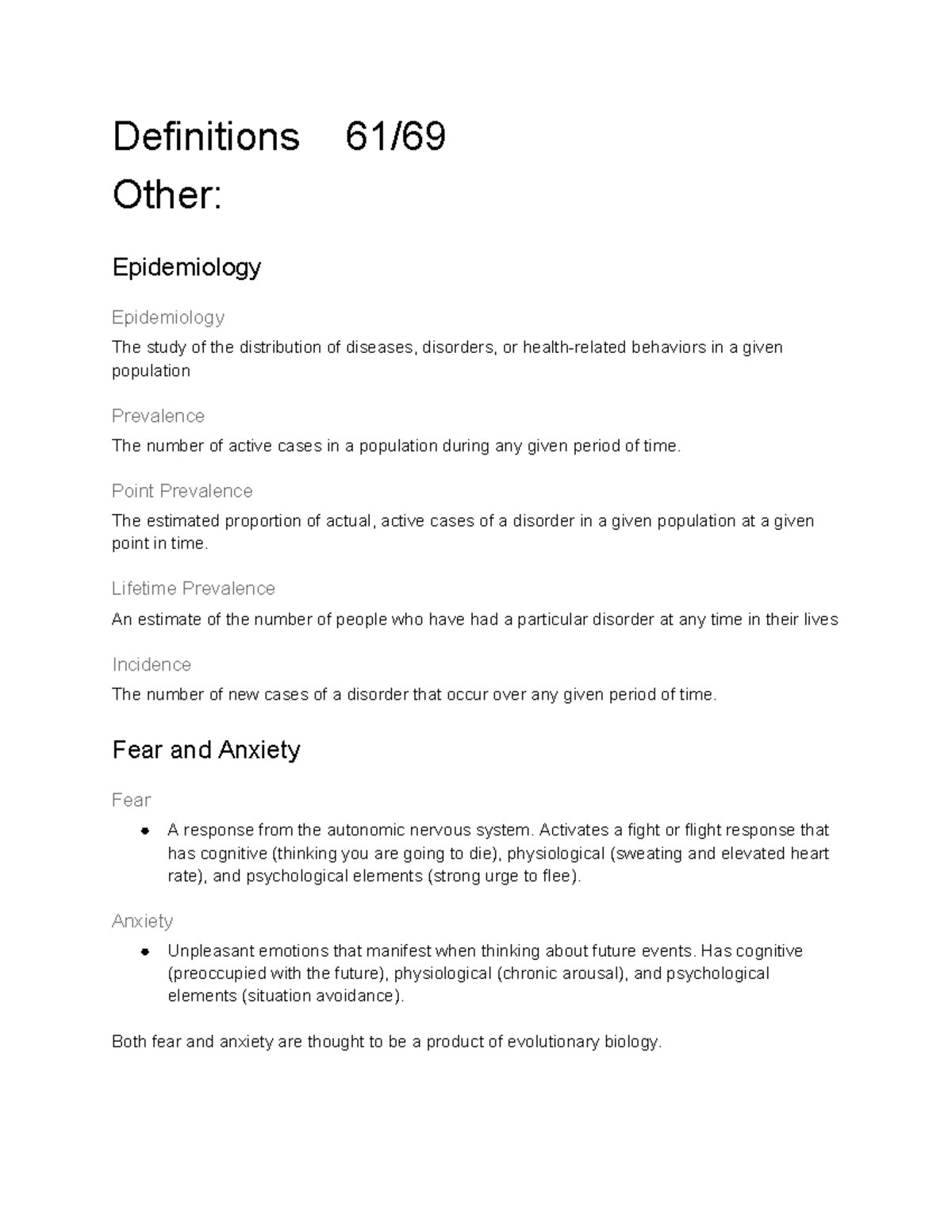 Epidemiology and Mental Disorders Overview - Studocu