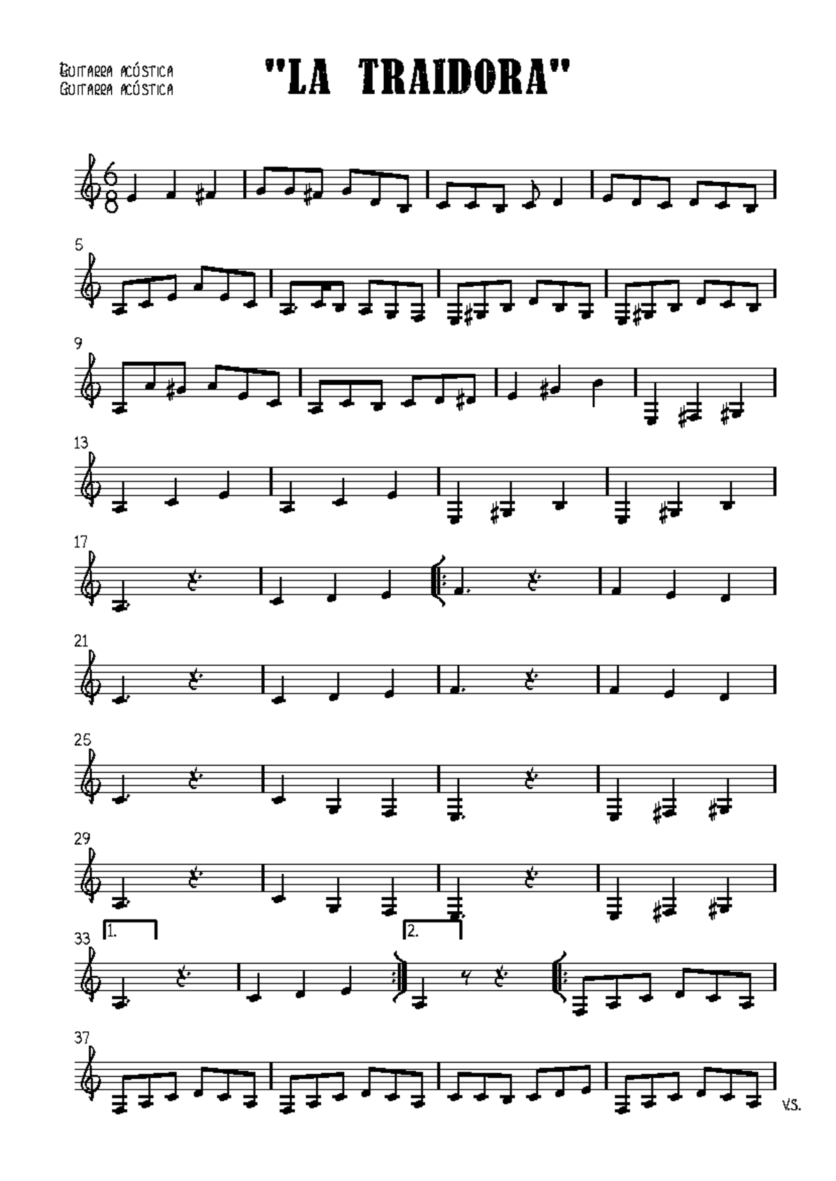 Marinera LA Traidora - Acústica Guitarra Notation & Tabs - Studocu