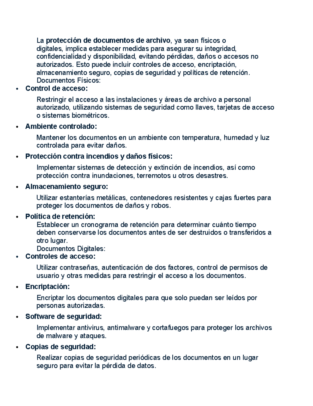 La Protección y Seguridad de Documentos de Archivo: Medidas y ...