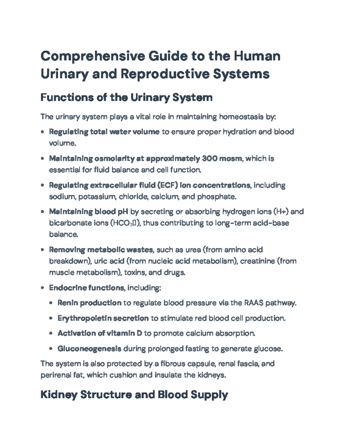 Comprehensive Overview of Human Urinary & Reproductive Systems - BIO101 ...