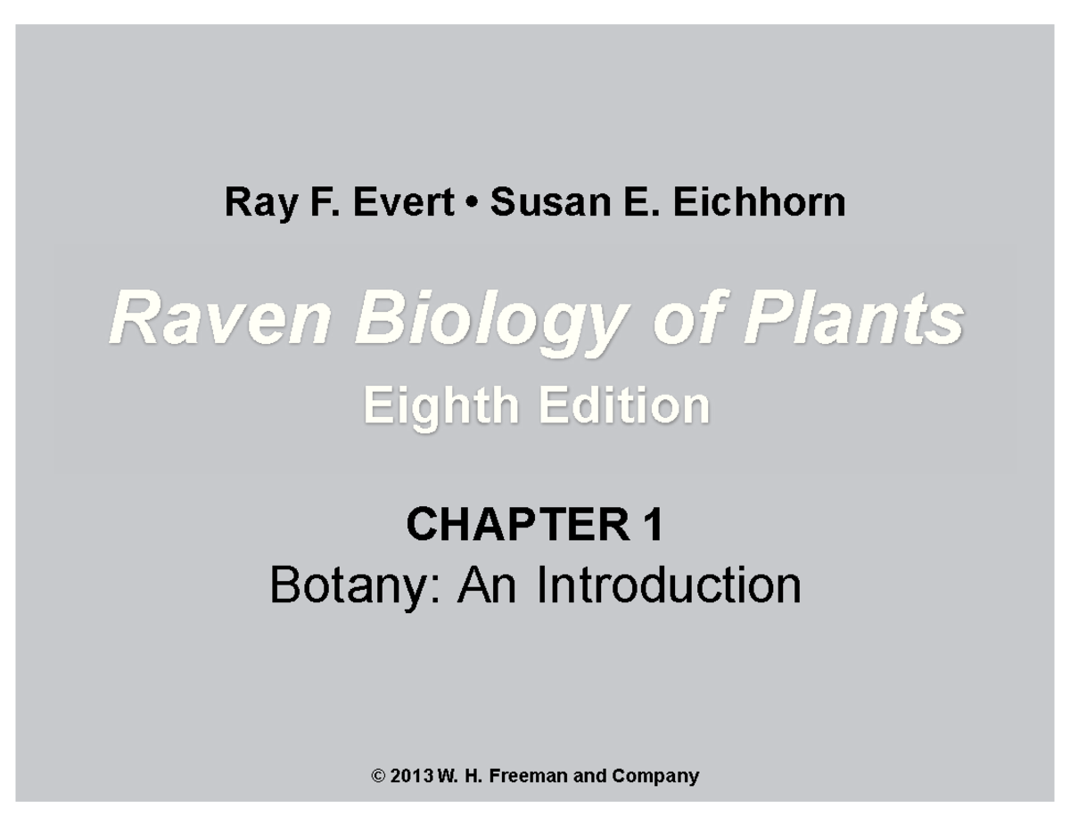 Raven Biology of Plants (8th Ed) CH1: Botany Overview & Key Concepts ...