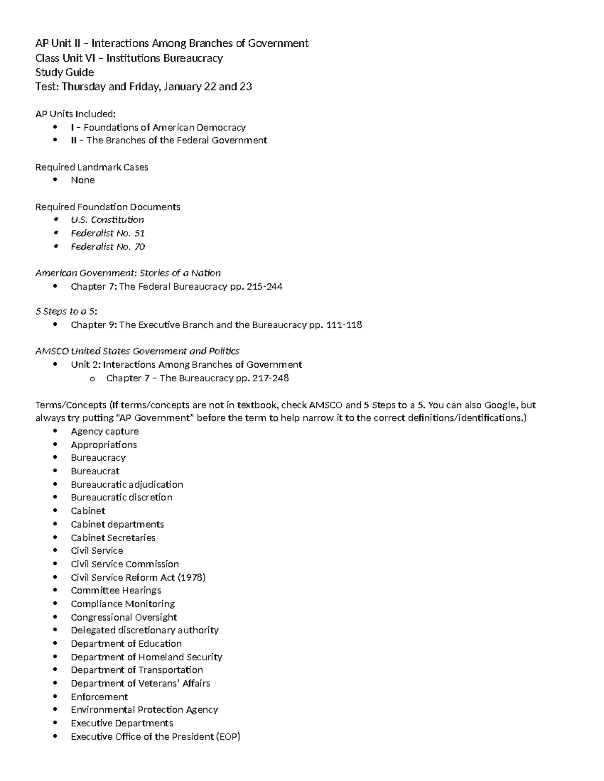 AP Government Unit II Study Guide: Interactions & Bureaucracy - Studocu