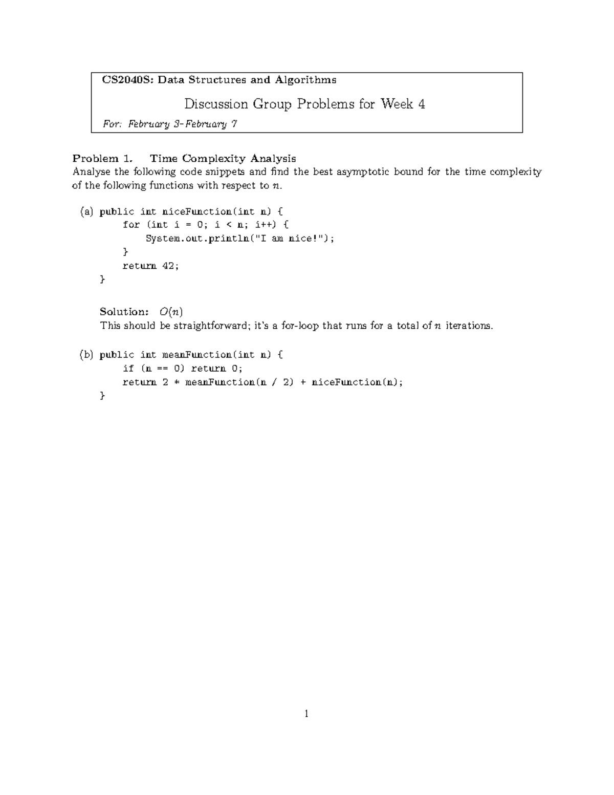 CS2040S: Data Structures & Algorithms Week 4 Discussion Problems ...