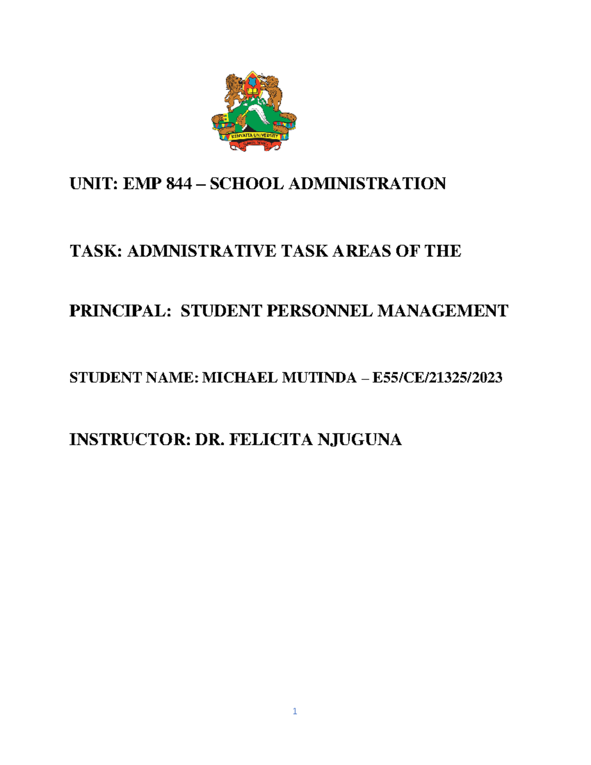 Administrative task areas of principals. Student personnel management ...