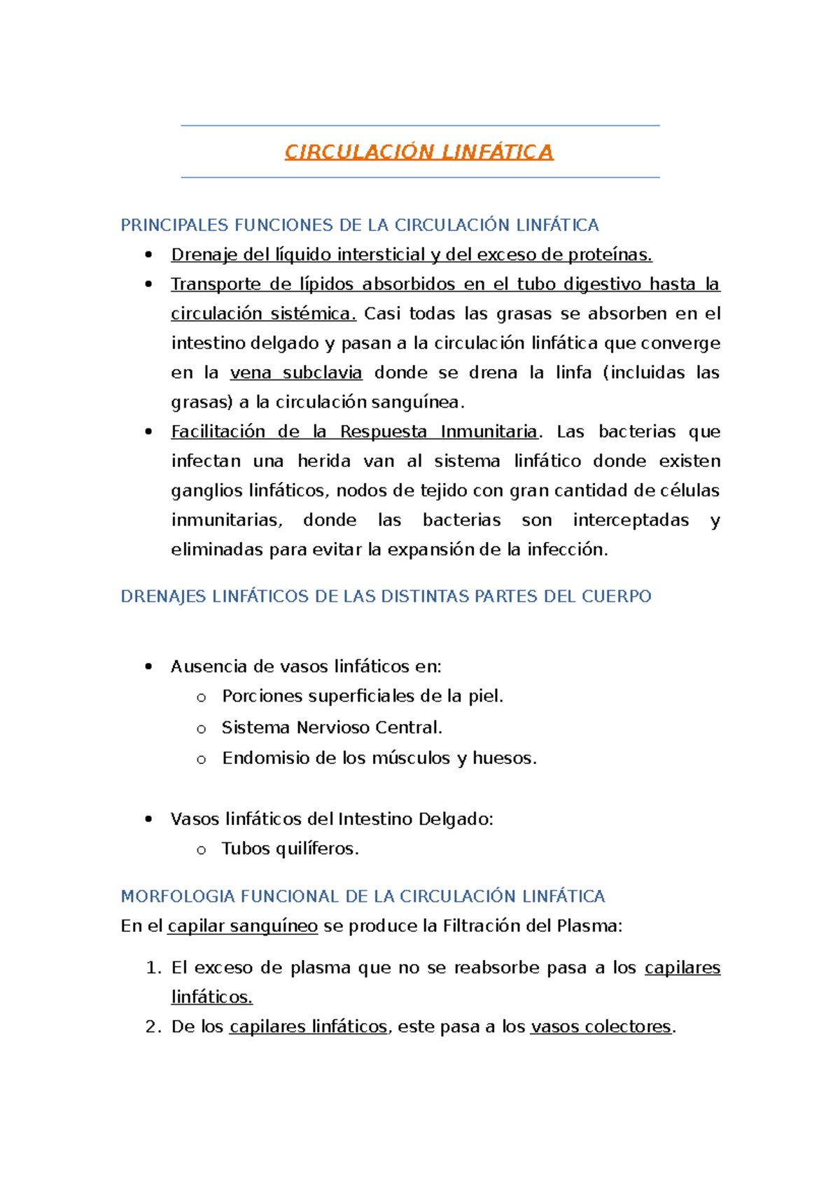 Función y Morfología de la Circulación Linfática en el Cuerpo Humano ...