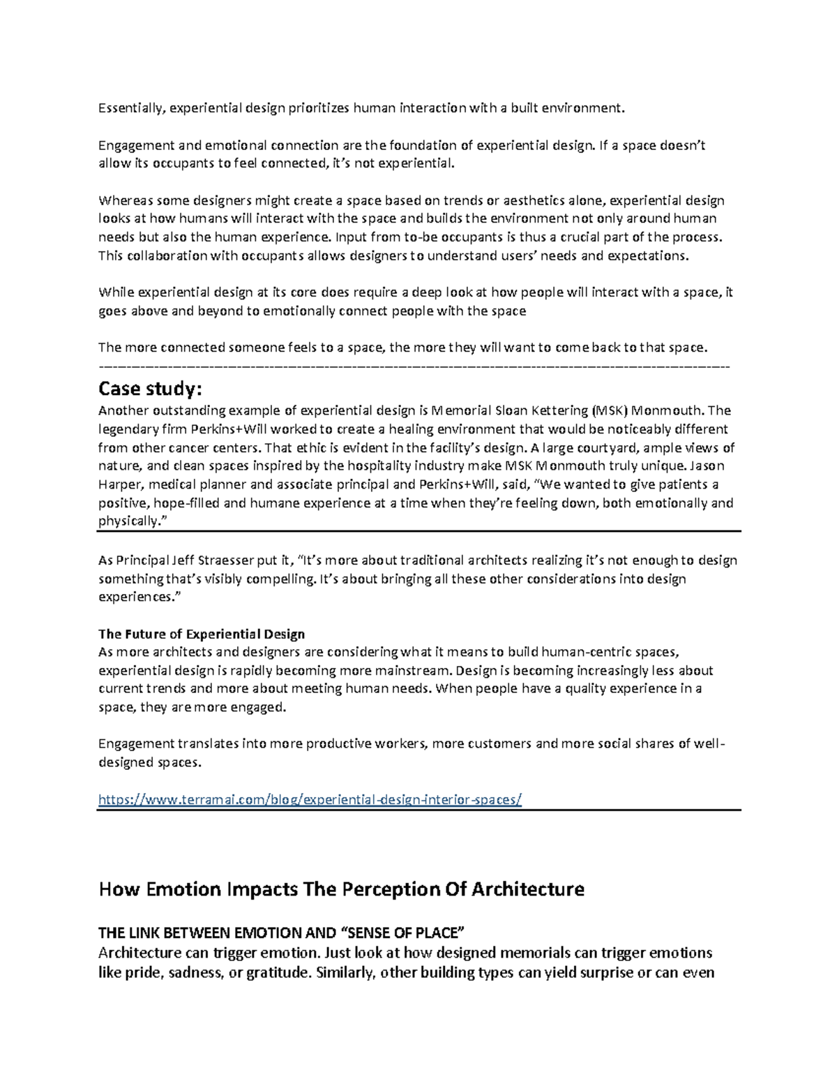 Experiential Design Principles in Architecture (ARCH 111) - Studocu
