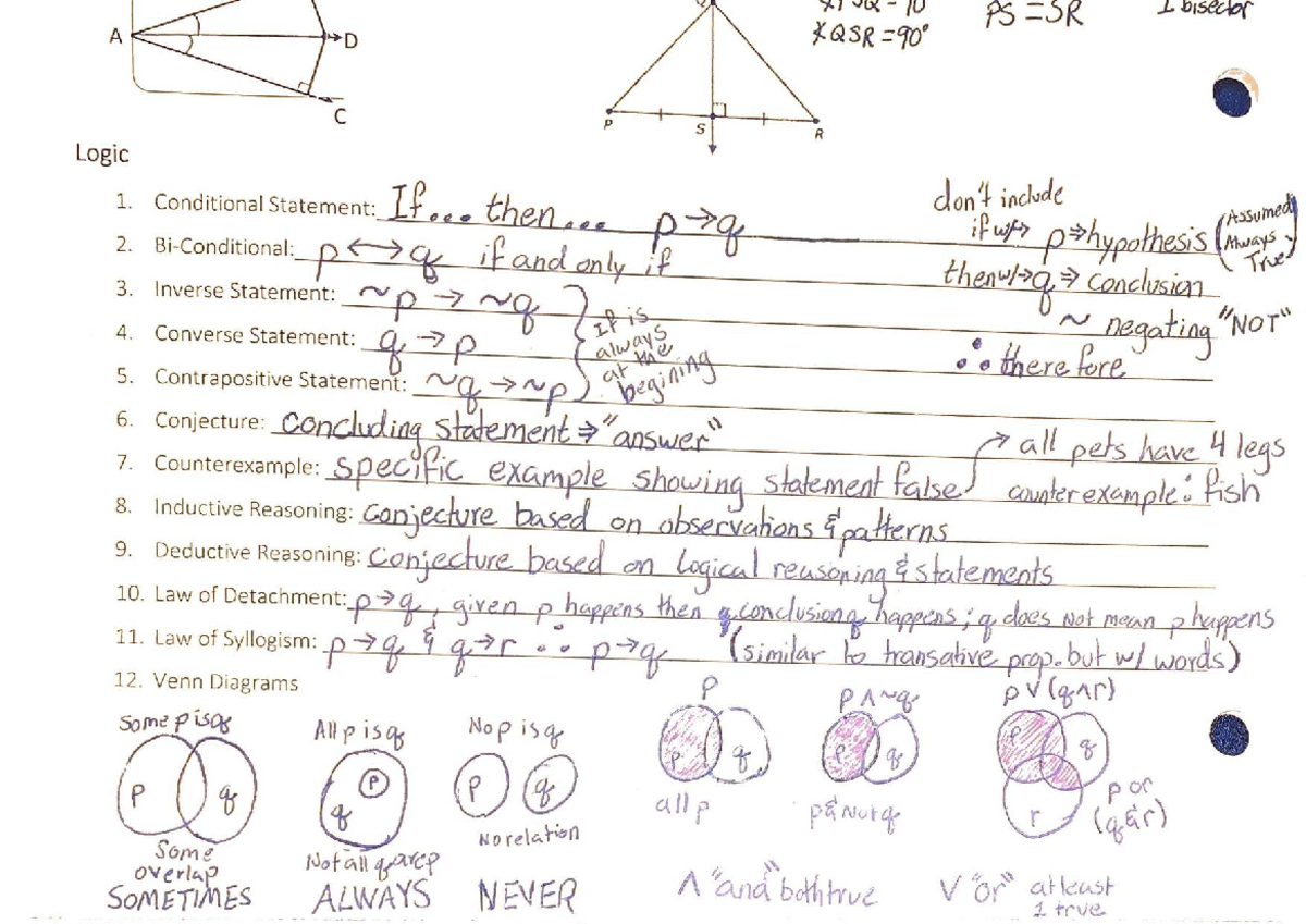 XT0Q Logic 1 Final Exam Notes: Conditional & Logical Statements - Studocu