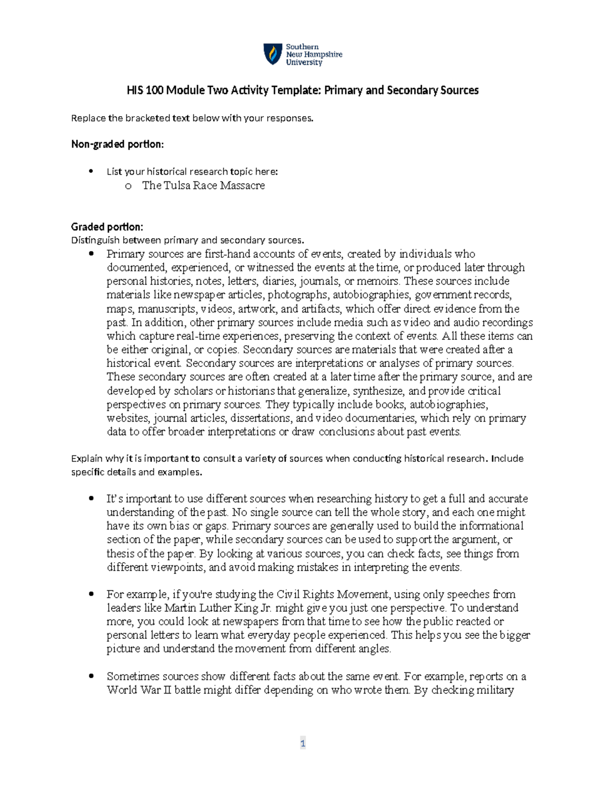 HIS 100 Module Two Activity Sources Template Homework 2 - HIS 100 ...