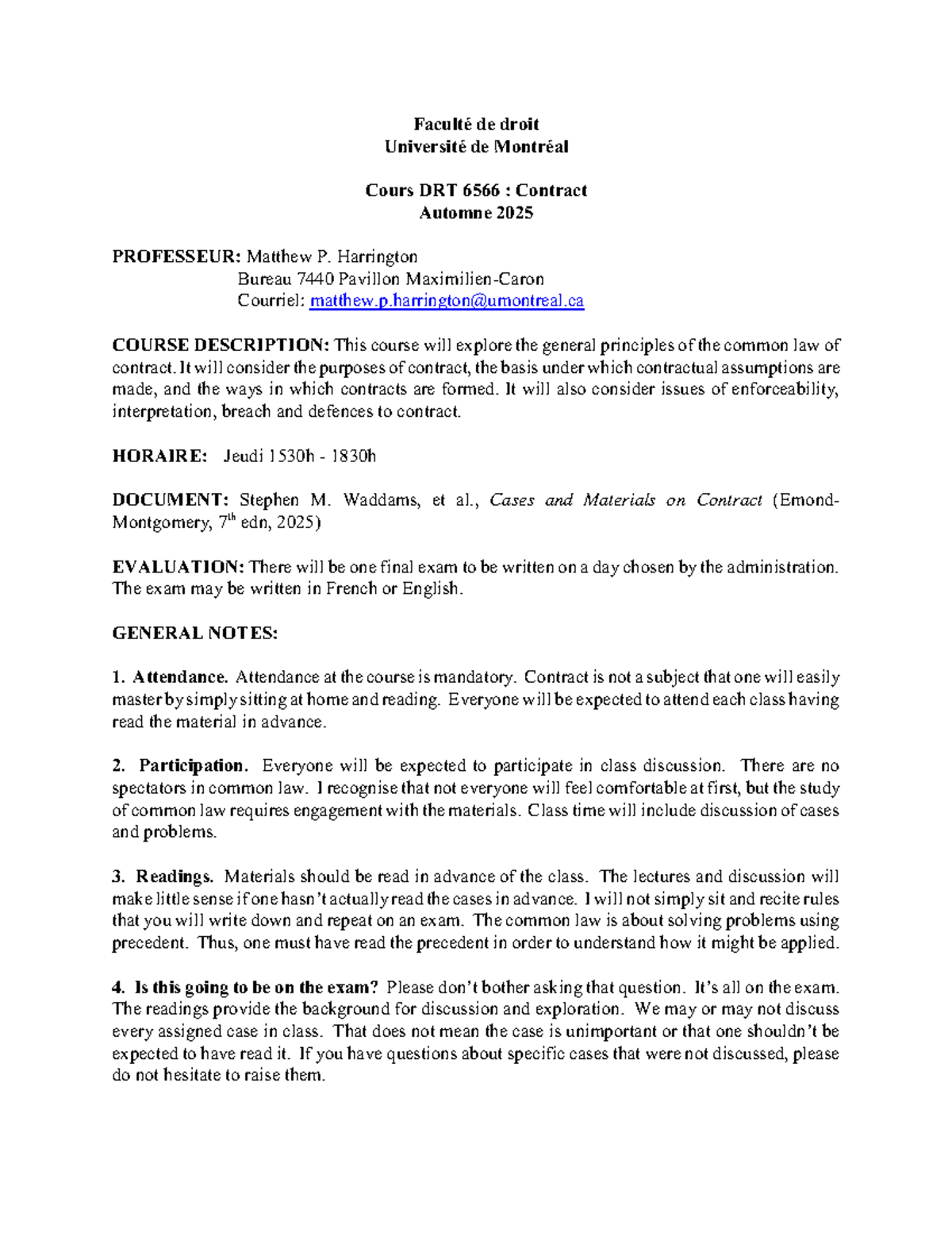 DRT 6566: Contract Law Syllabus - Fall 2025 - Studocu