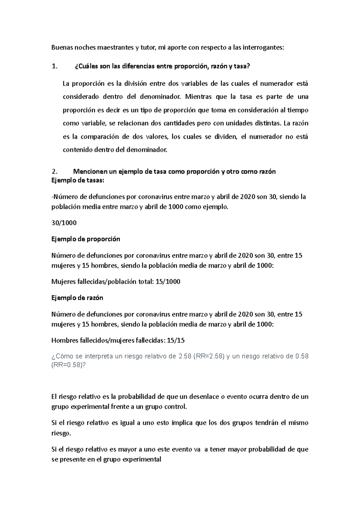 Diferencias entre Proporción, Razón y Tasa con Ejemplos Claros - Studocu
