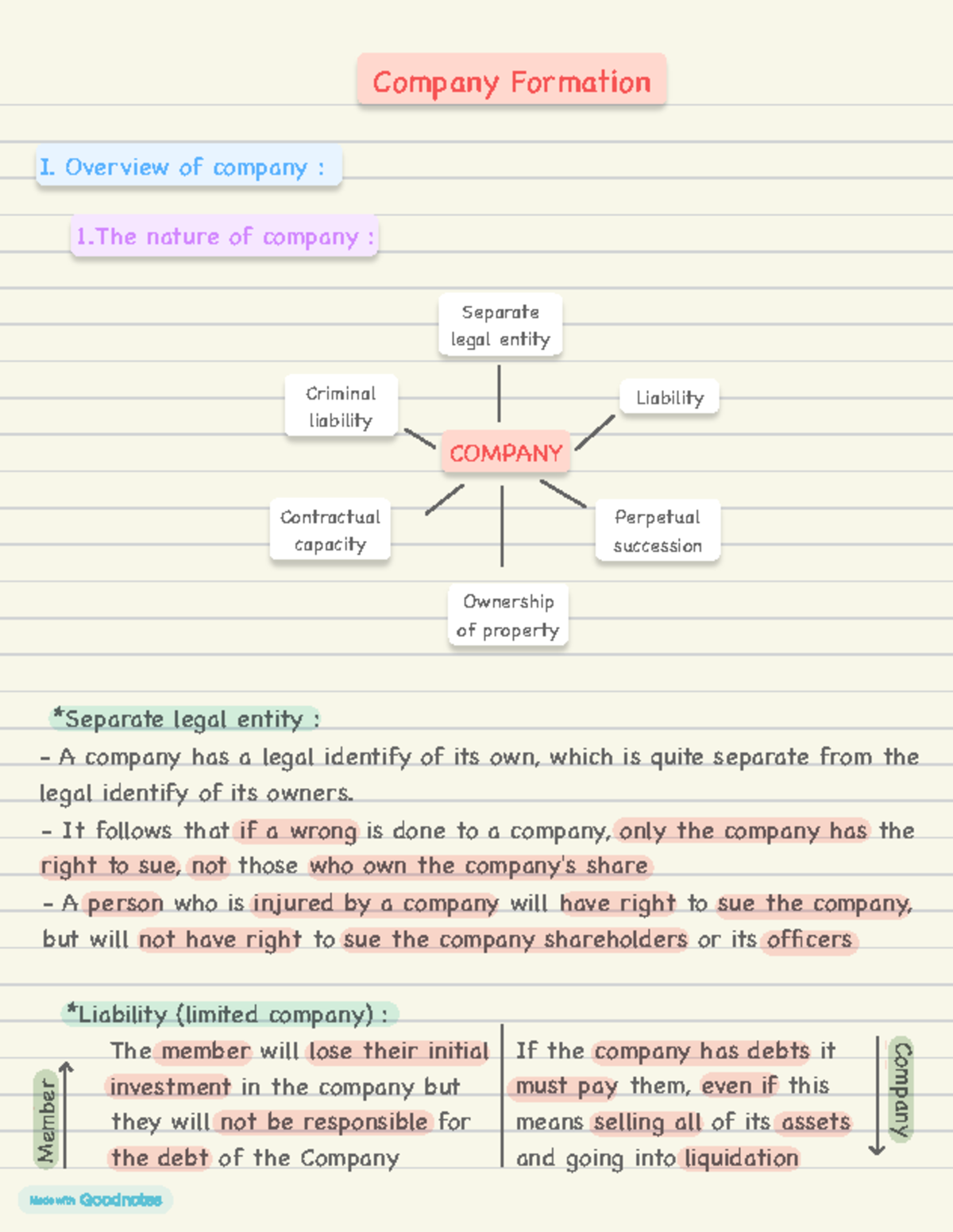 Law 2 - Company Formation and Legal Entity Overview - Studocu