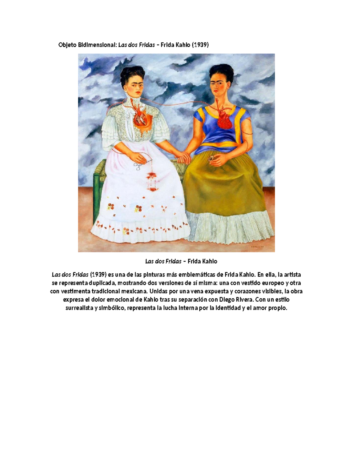 Análisis de "Las dos Fridas" de Frida Kahlo: Identidad y Dualidad - Studocu
