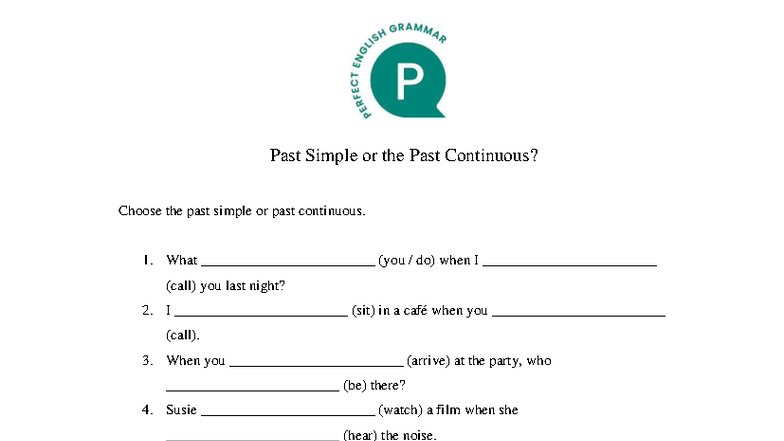 Past Simple vs Past Continuous Exercises (Eng 101) - Studocu