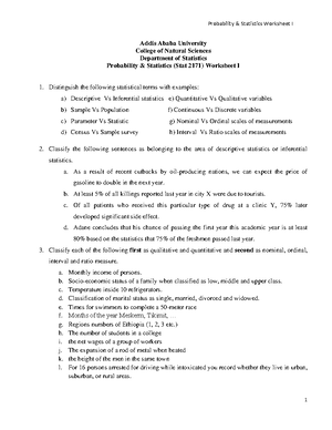 Chapter 1 and 2 - Lecture Notes on Basic Statistics for Business ...