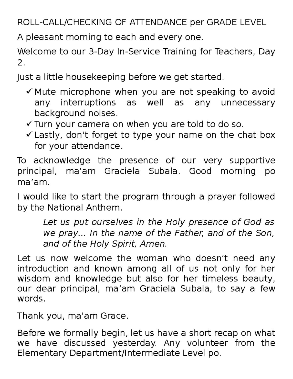 LAC Training Session 2: Attendance & Presentations Overview - Studocu