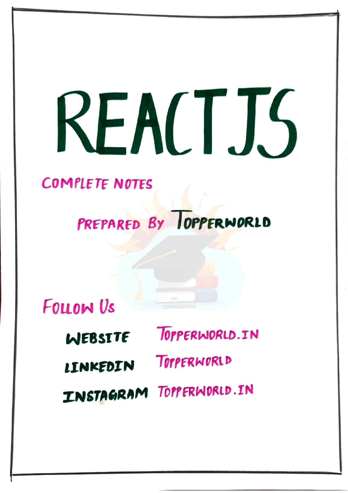 ReactJS Handwritten Notes: Comprehensive Guide for TopperWorld Students ...
